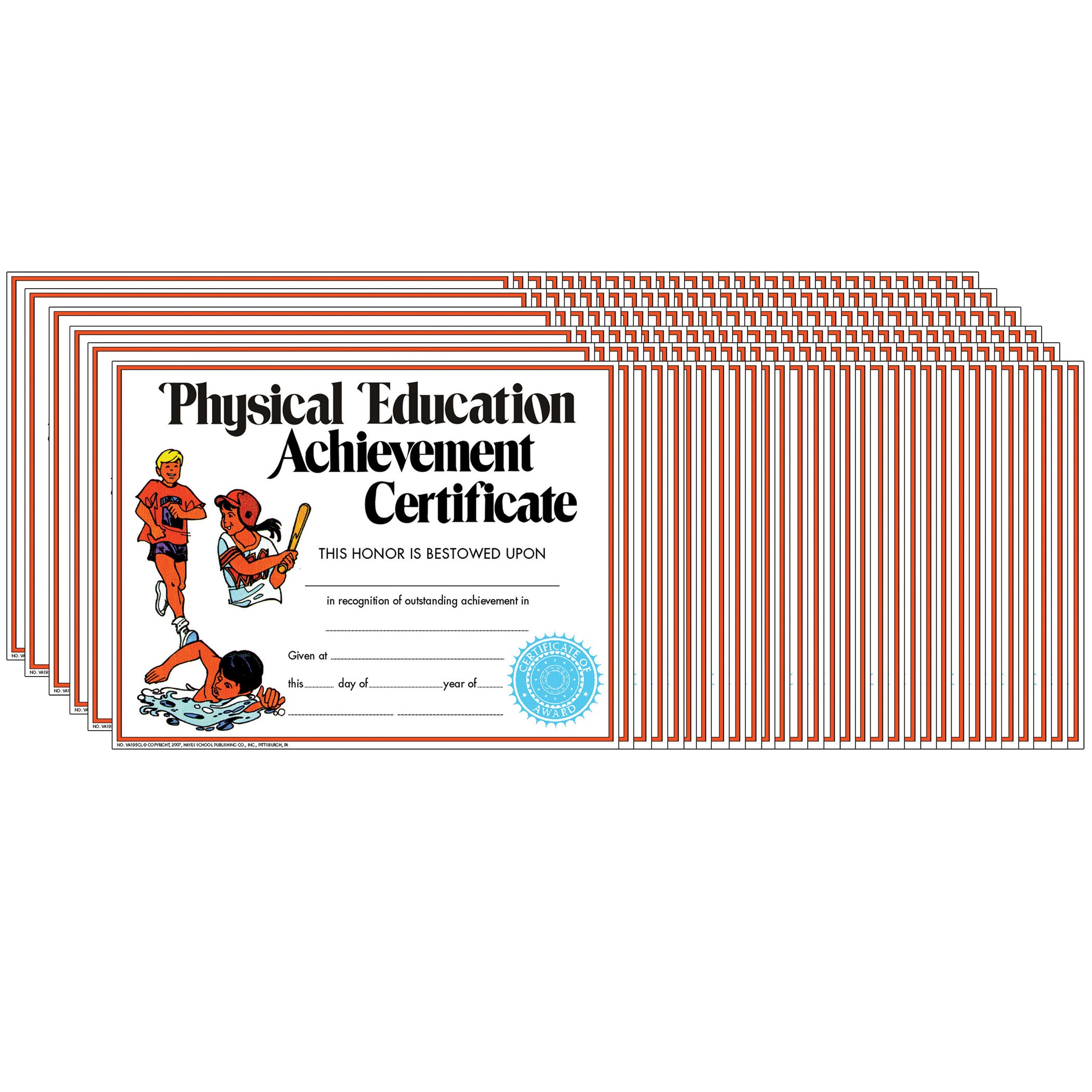Physical Education Achievement Certificate, 8.5" x 11", 30 Per Pack, 6 ...