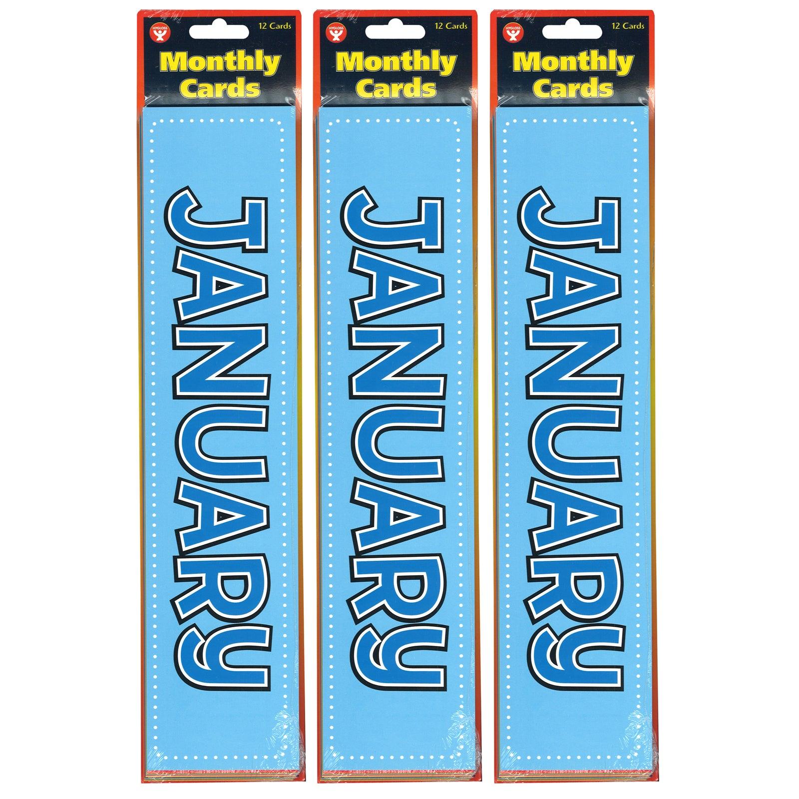 Monthly Calendar Cards, 12 Per Pack, 3 Packs - Loomini