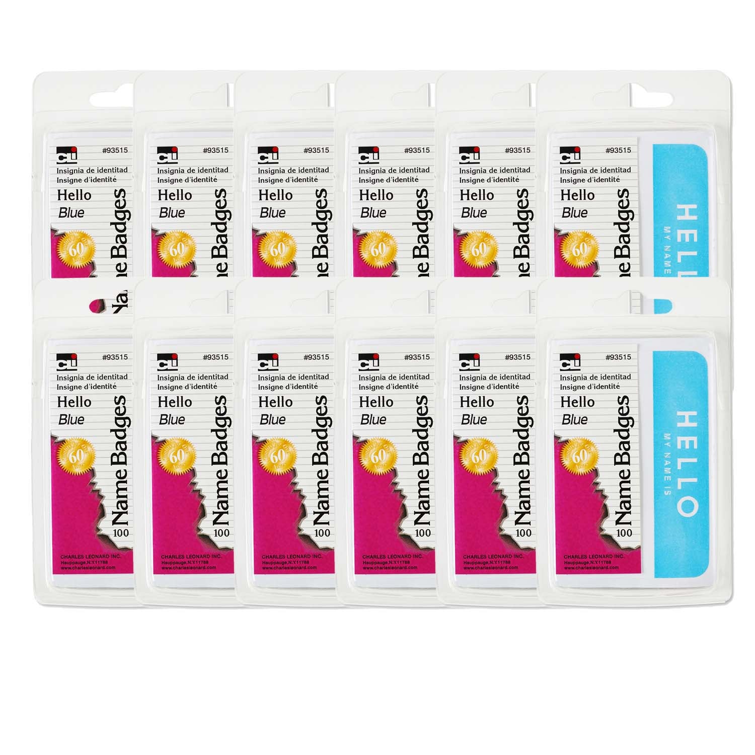 Self-Adhesive Name Badges, Hello, Blue, 100 Per Pack, 12 Packs – Loomini