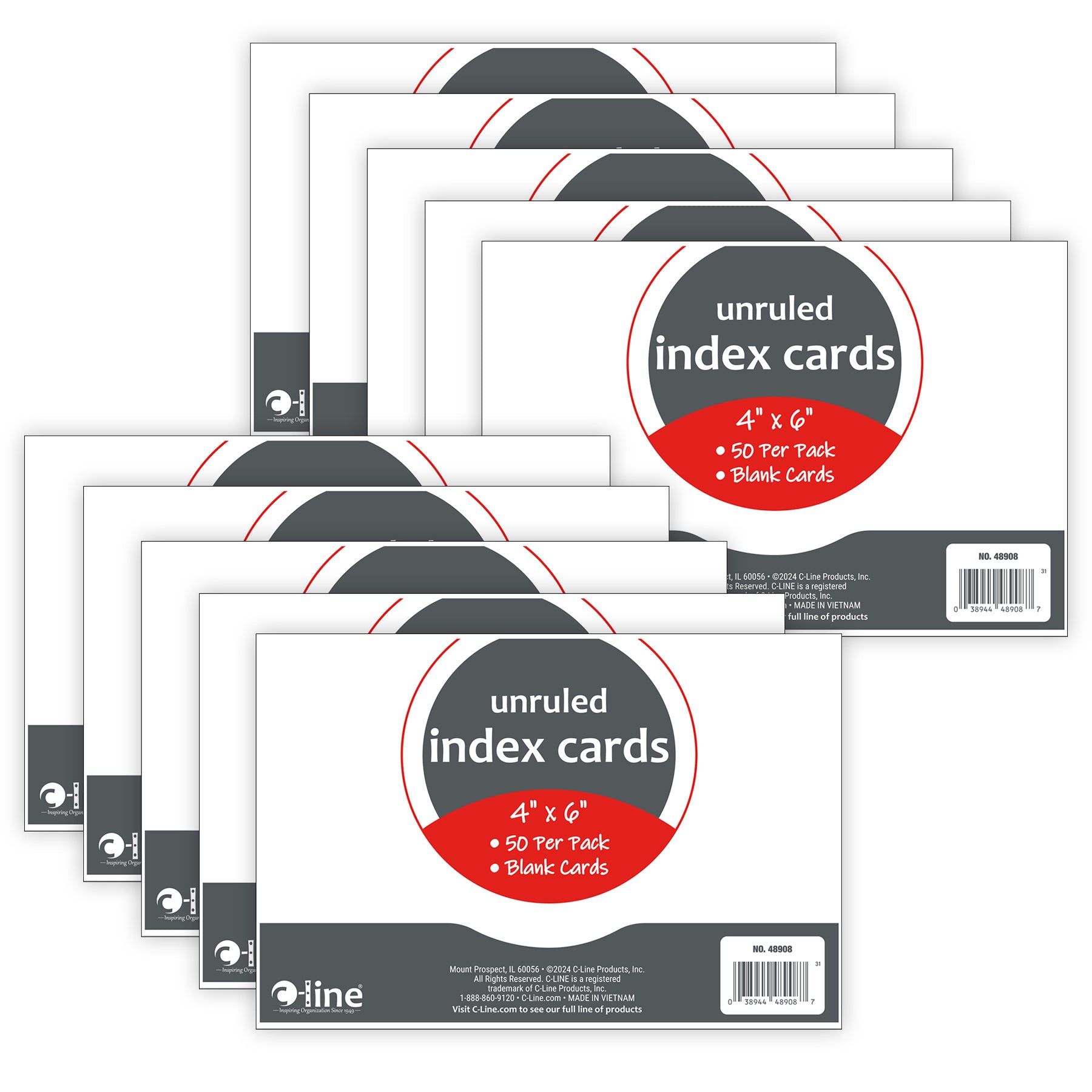 Index Cards, 4" x 6", White, Unruled, 50 Per Pack, 10 Packs – Loomini