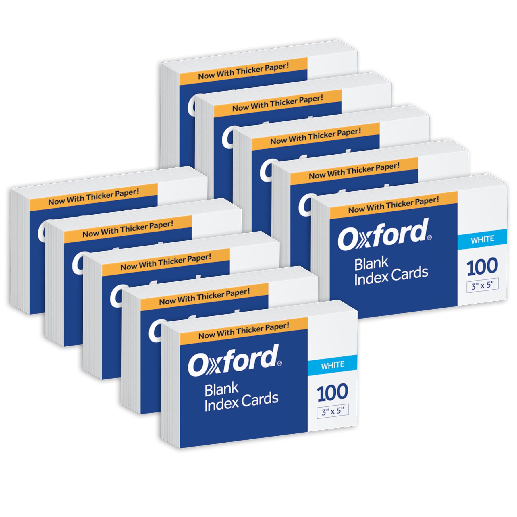 Blank Index Cards, 3" x 5", White, 100 Per Pack, 10 Packs – Loomini