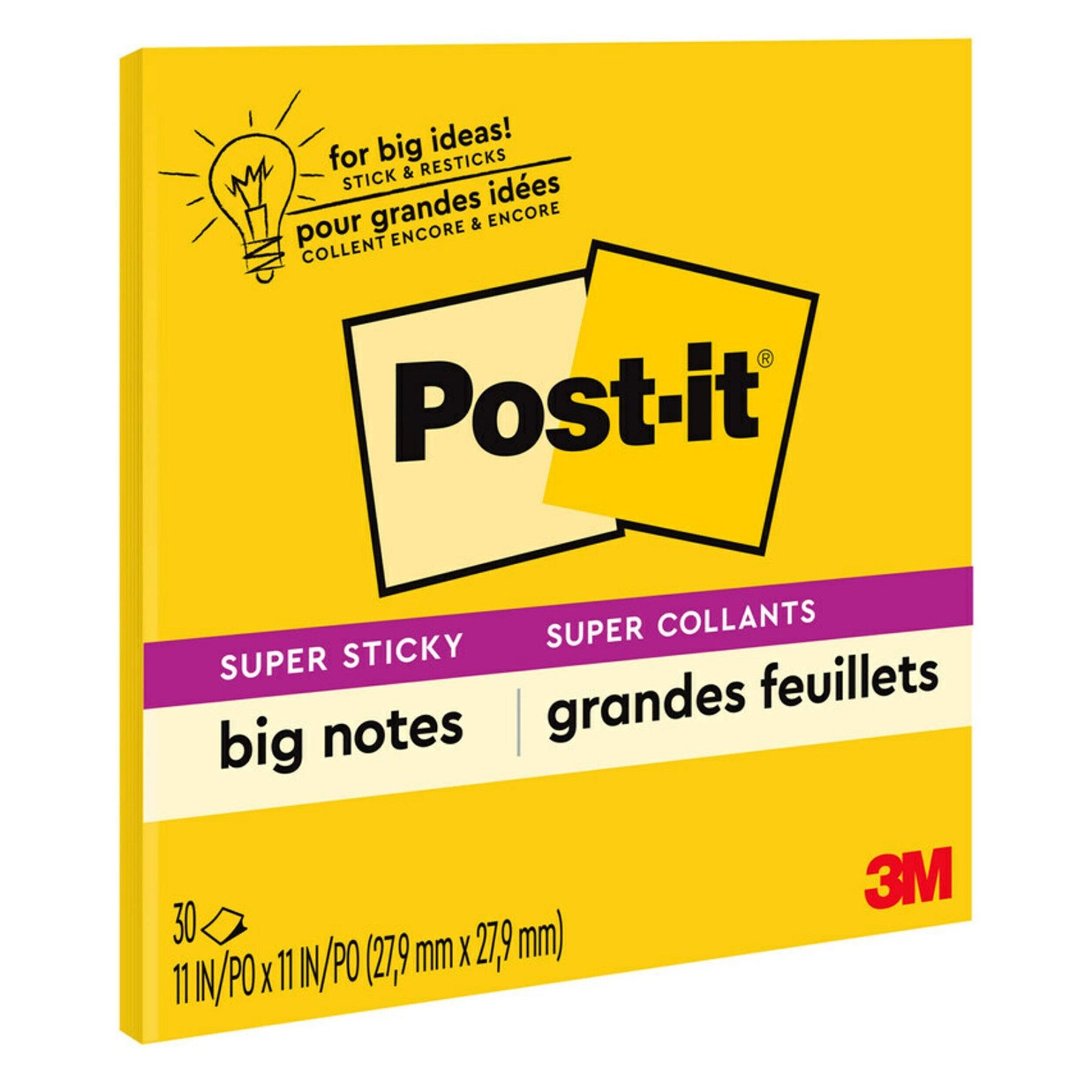 Super Sticky Big Note, 11 in. x 11 in., Yellow – Loomini