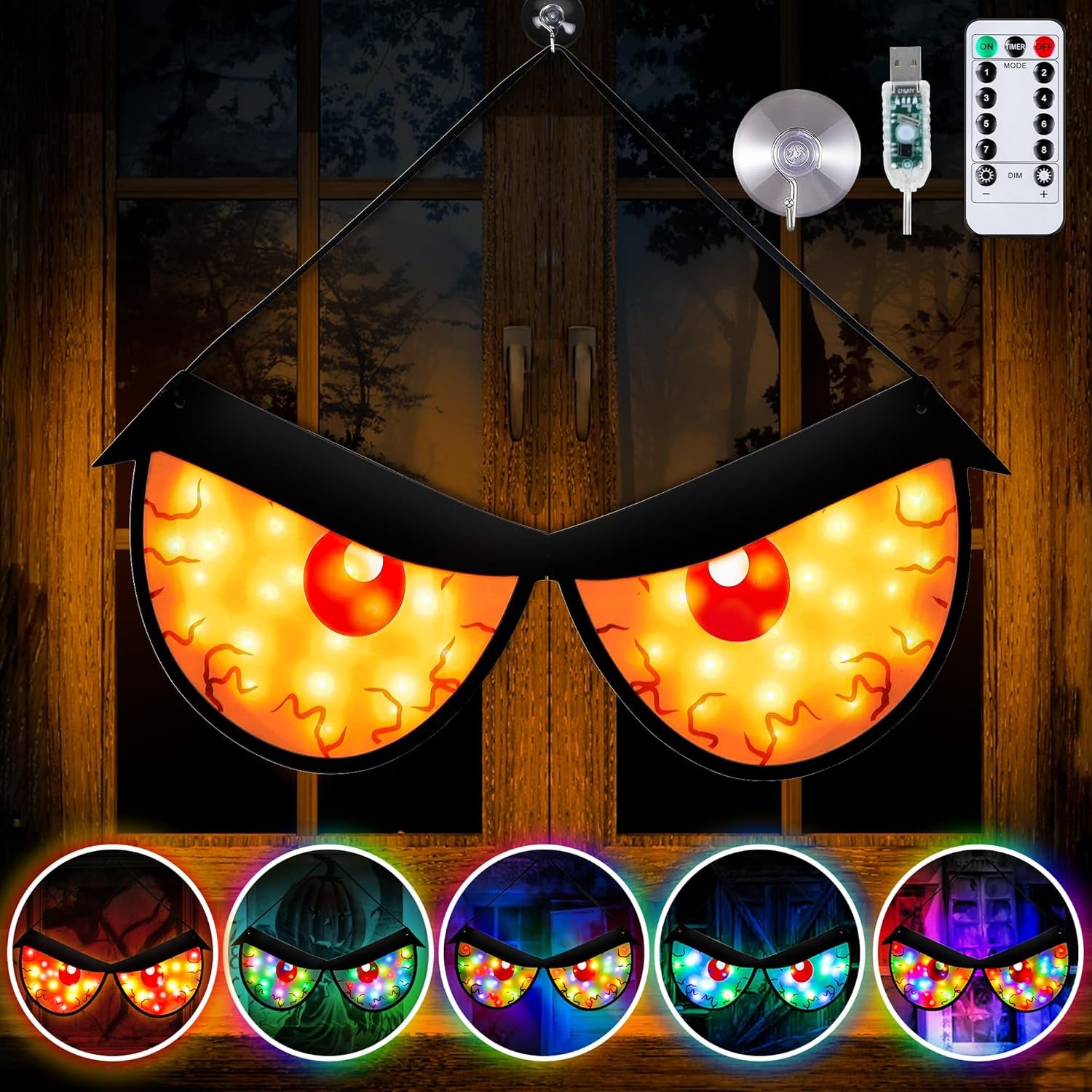 [Timer & 8 Modes] Halloween Decorations Spooky Eyes Lights, Extra Larg ...