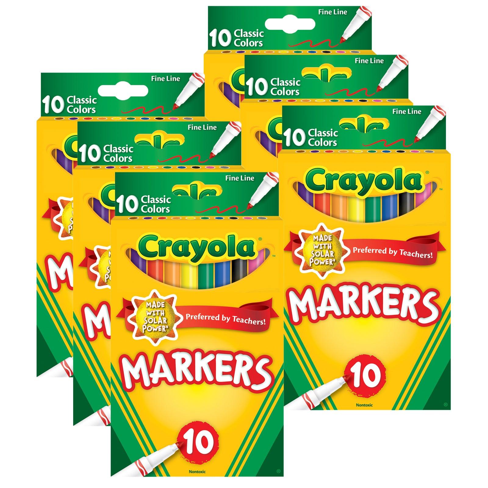 Fine Line Markers, Classic Colors, 10 Per Pack, 6 Packs - Loomini